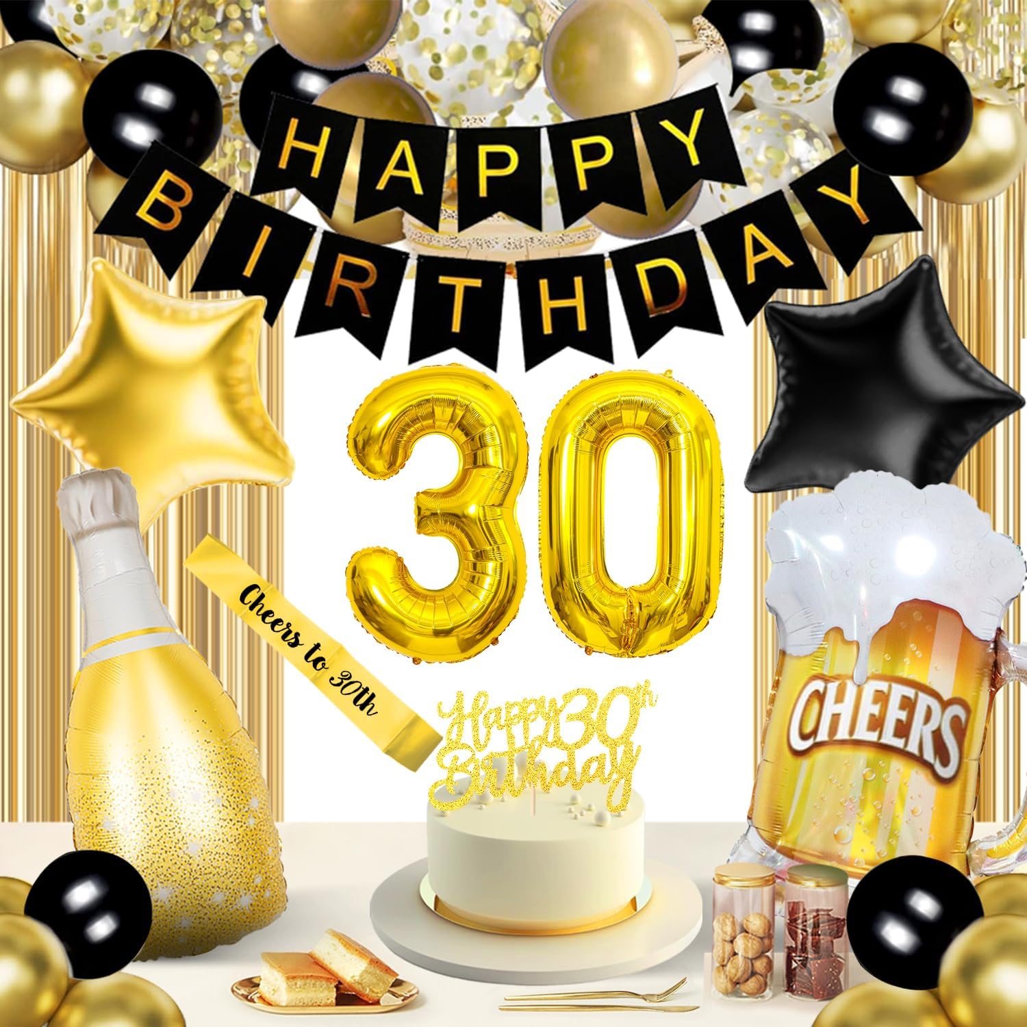 YANSION 30th Birthday Party Decorations Kit - Happy Birthday Banner ...