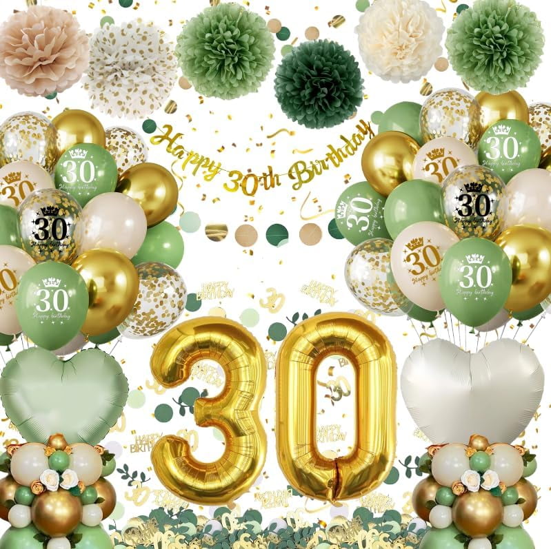 30th Birthday Decorations for Her Him, Sage Green 30th Birthday Party ...
