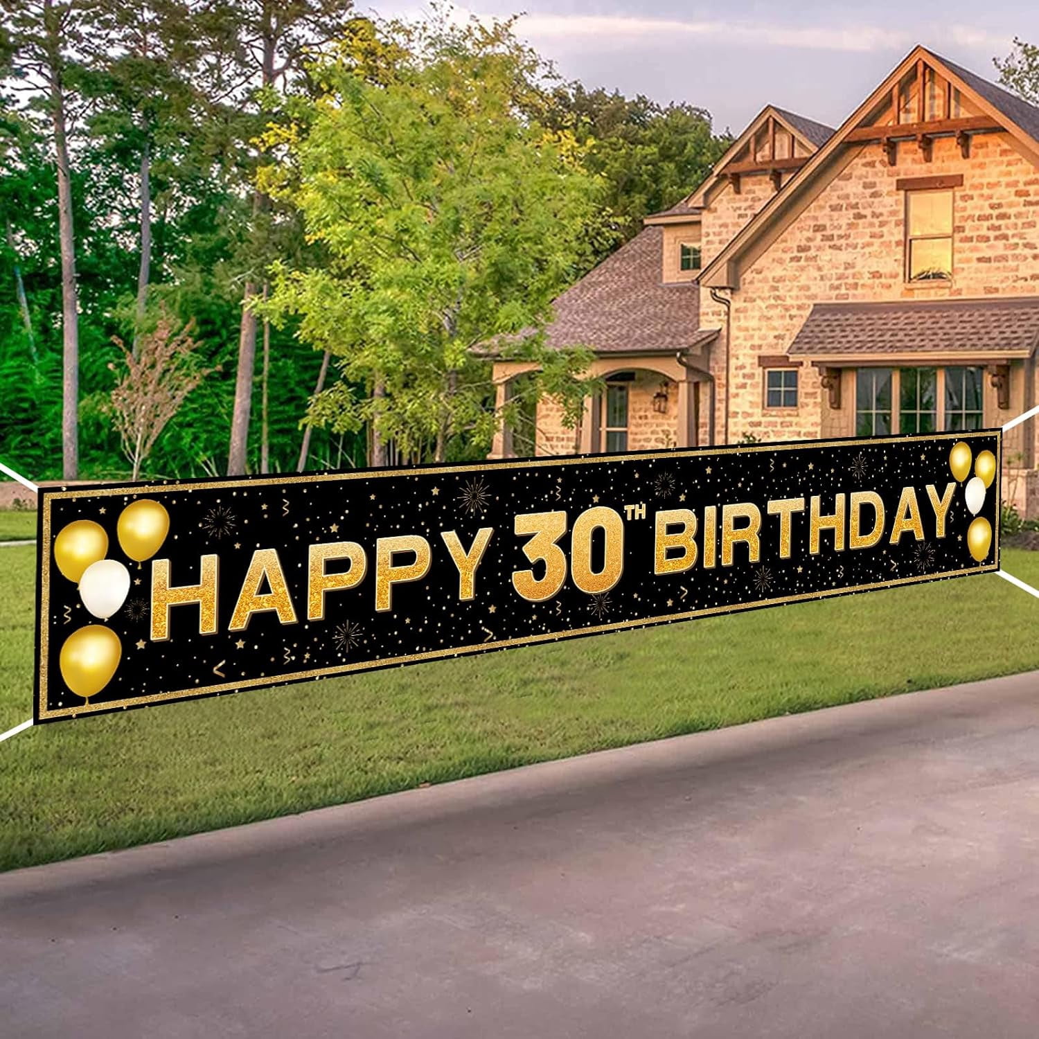 30th Birthday Decorations for Him Women, Black and Gold Happy 30th ...