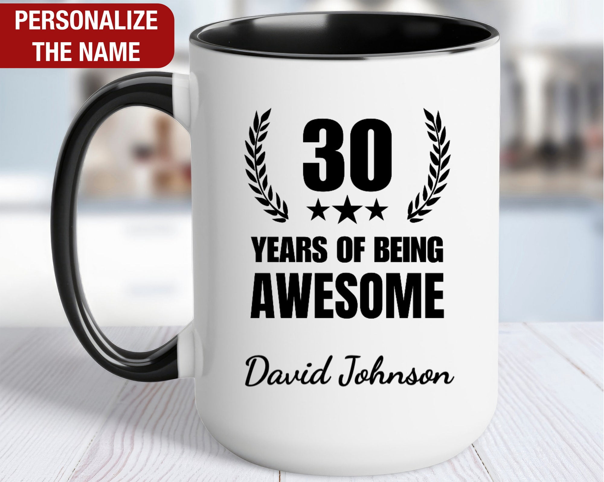 30th Birthday Gift Personalized Mug 30 Years of Being Awesome Gift for ...