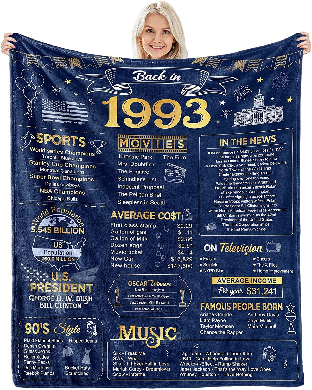 30th Birthday Gifts for Men Women Blanket 1993 30th Birthday ...