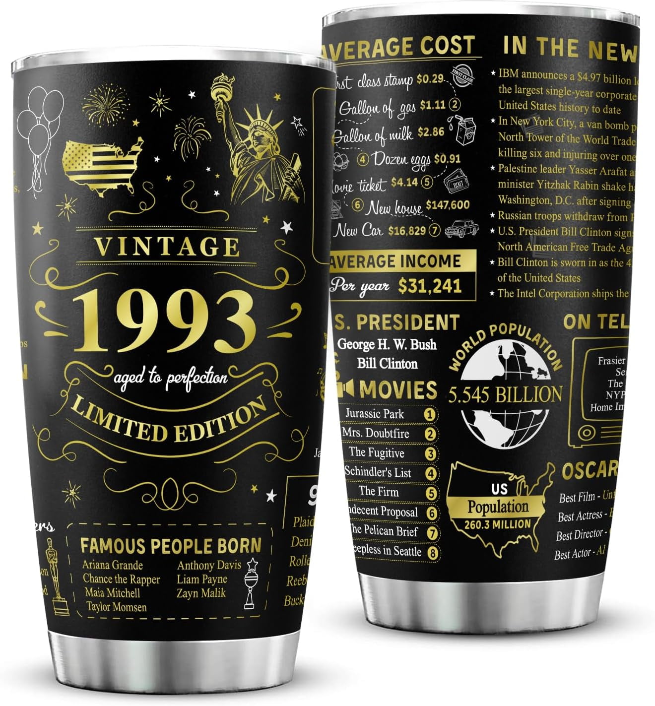 30th Birthday Gifts for Men Women Friends Vintage 1993 Tumblers 30 Year ...