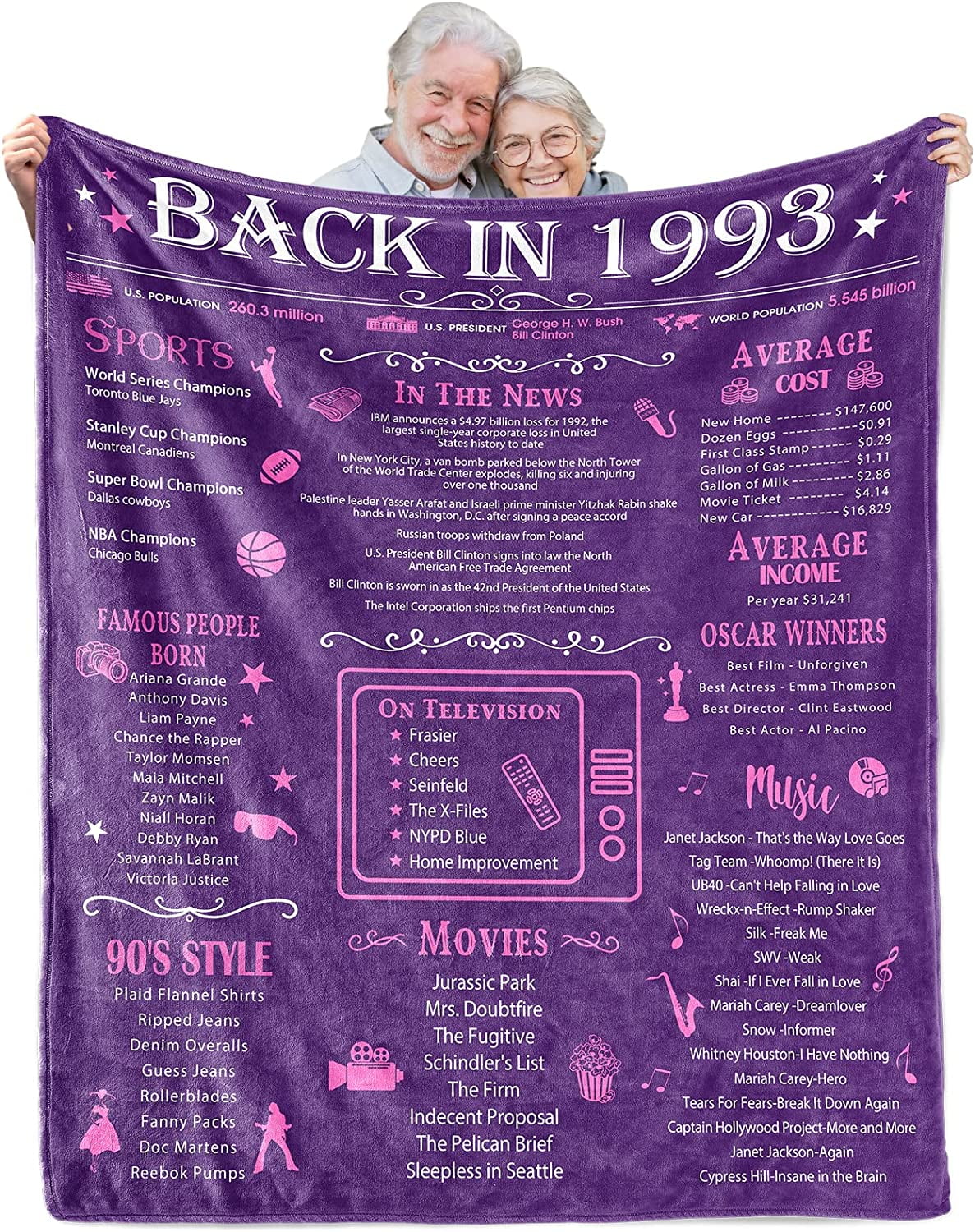 30th Birthday Gifts for Women Men Blanket 1993 30th Birthday ...