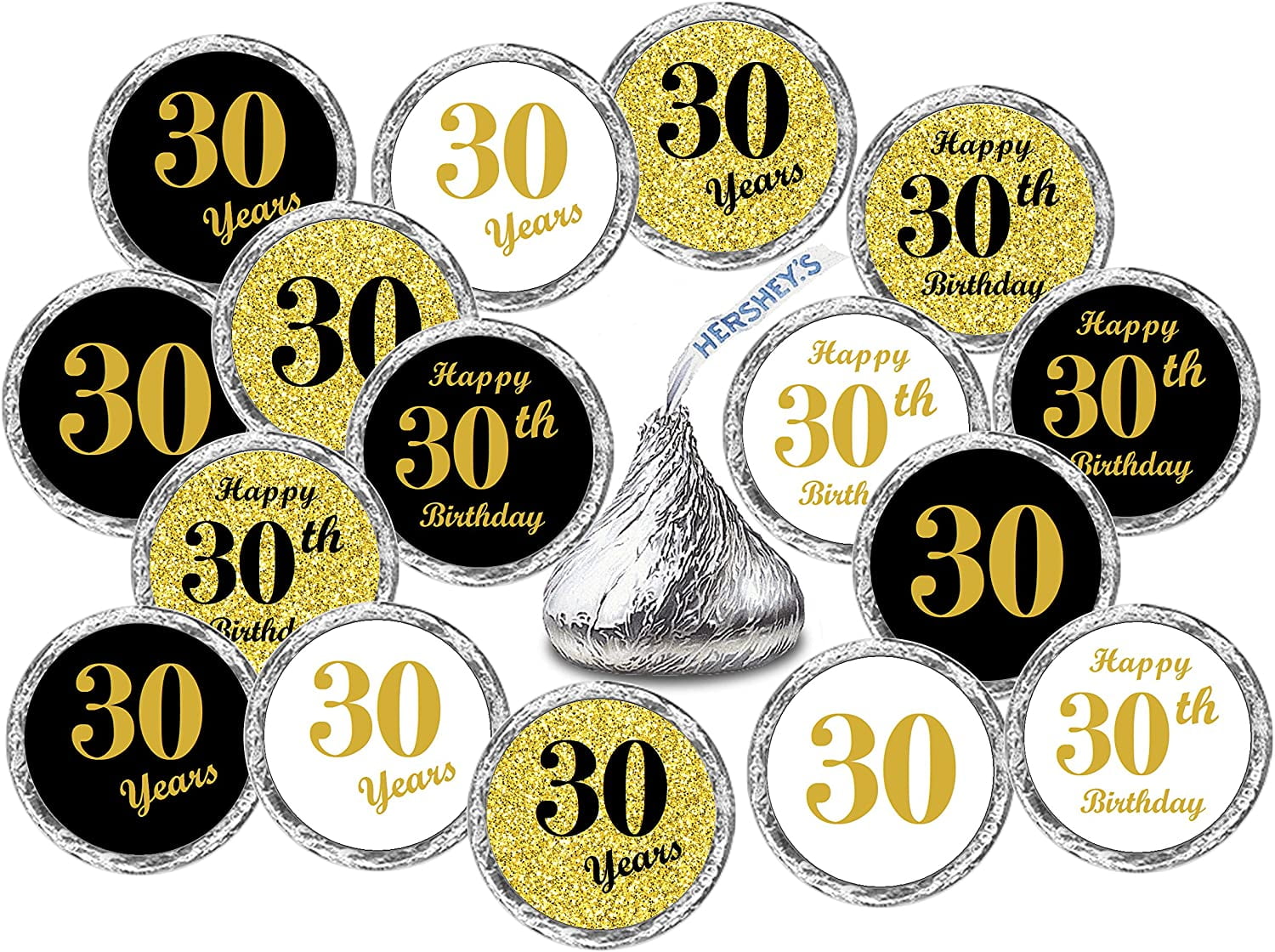 30th Birthday Kisses Stickers, (Set of 324) Chocolate Drops Labels ...