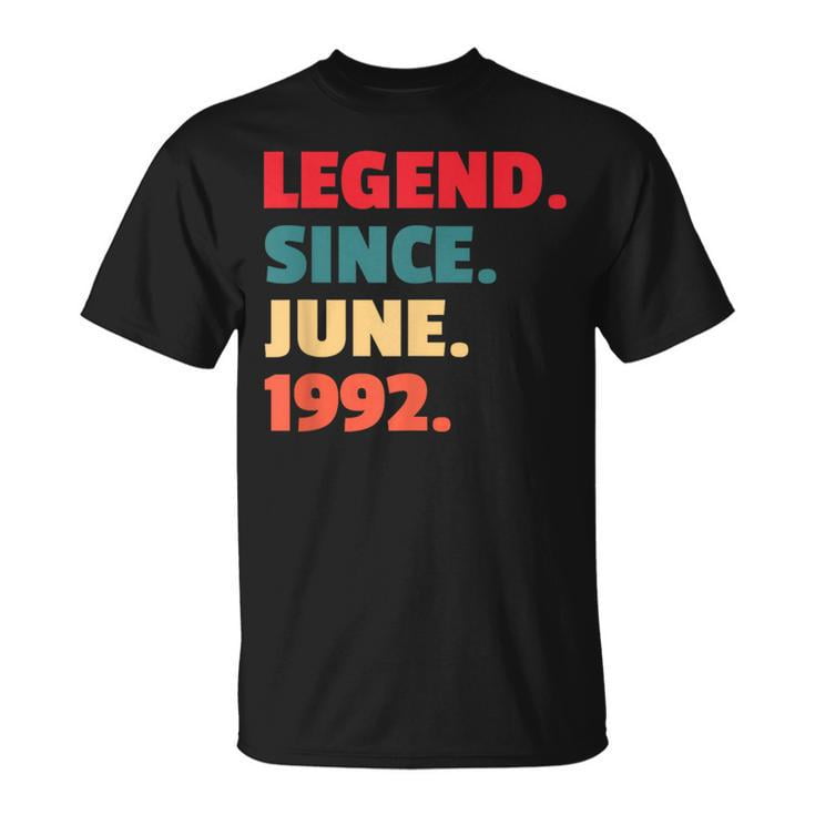 30th Birthday Legend Since June 1992 T-Shirt – Vintage 1992 Birth Year ...