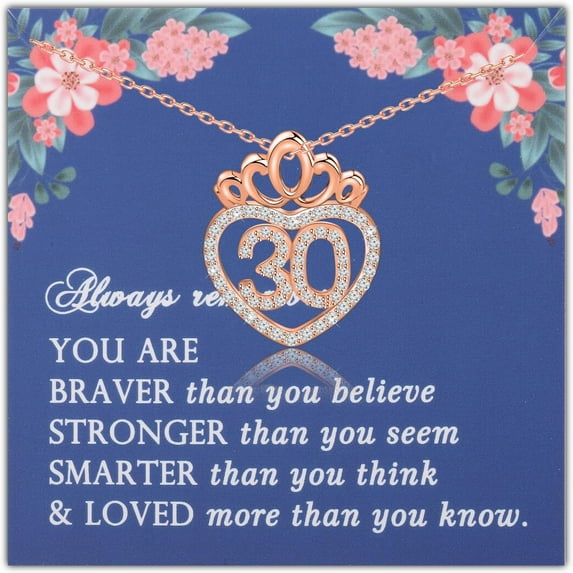 30th Birthday Necklace Cubic Zirconia Crown Pendant Necklace Inspirational Quote Dirty Thirty ...