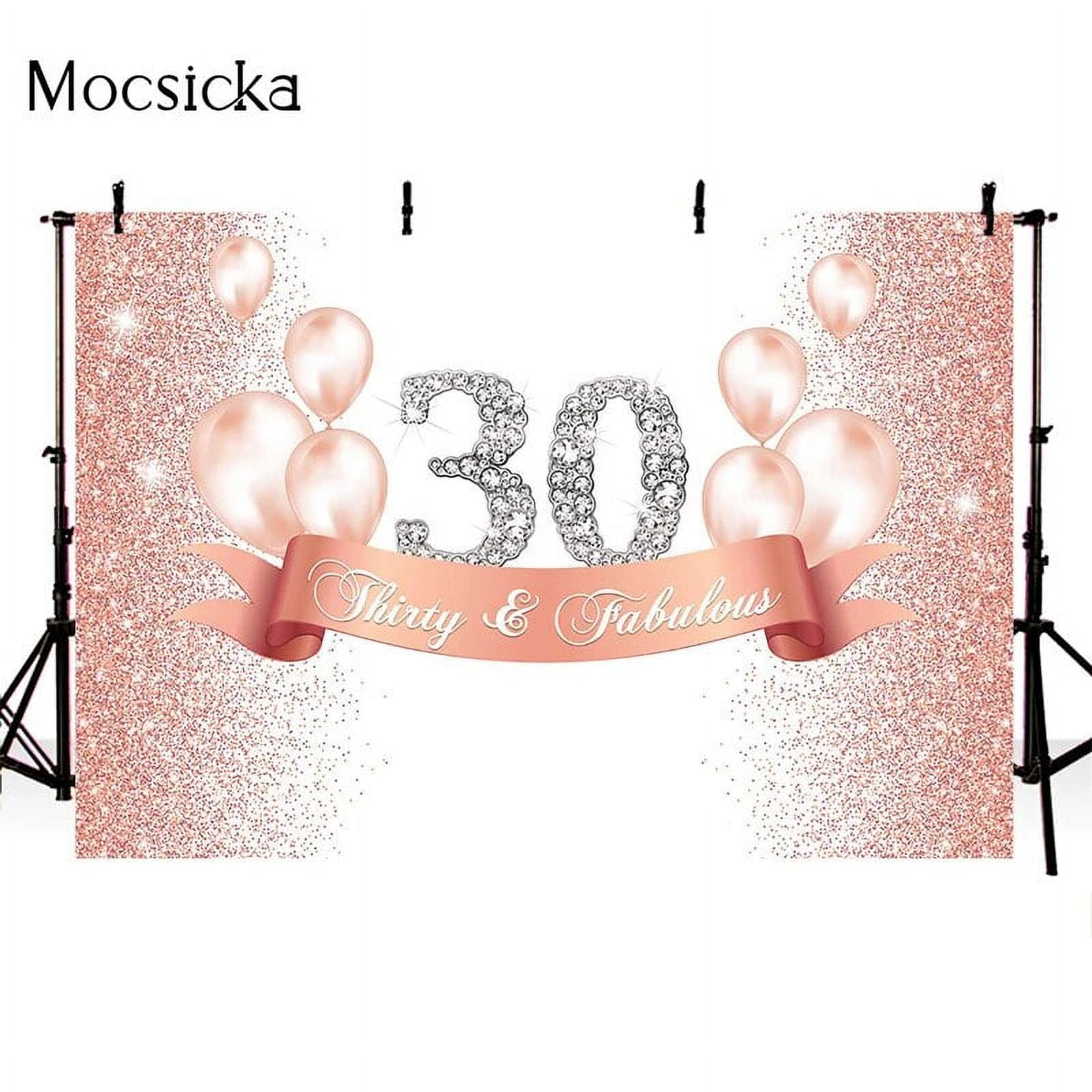 30th Birthday Photography Background for Silver and Rose Gold Backdrop ...
