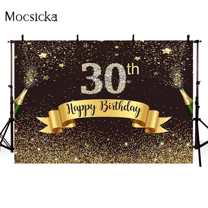 30th Birthday Photography Background for Silver and Rose Gold Backdrop ...