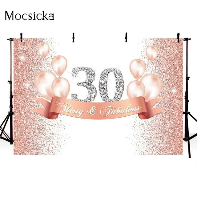 30th Birthday Photography Background for Silver and Rose Gold Backdrop ...