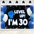 30th Birthday Polyester Backdrop, Black Blue Gaming Style Party Photo ...