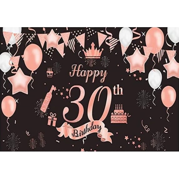 30th Birthday ration Cheers for 30th Birthday Banner Rose Gold ...