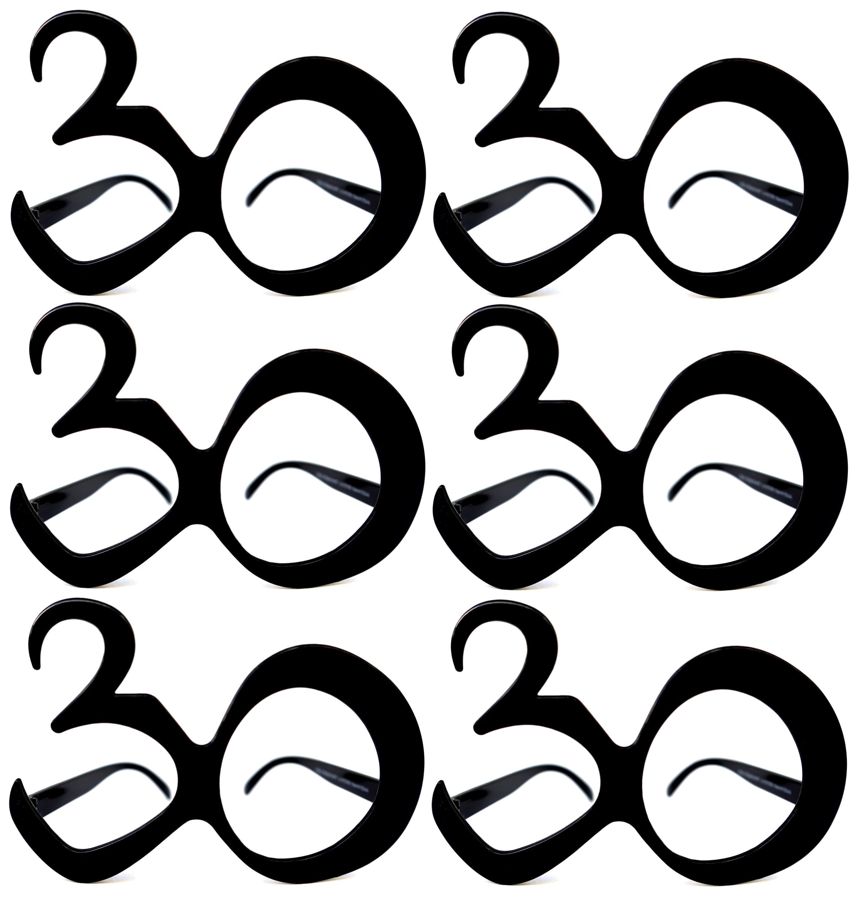 30th Glasses Birthday Anniversary Eyeglasses Black Number Frame Party ...