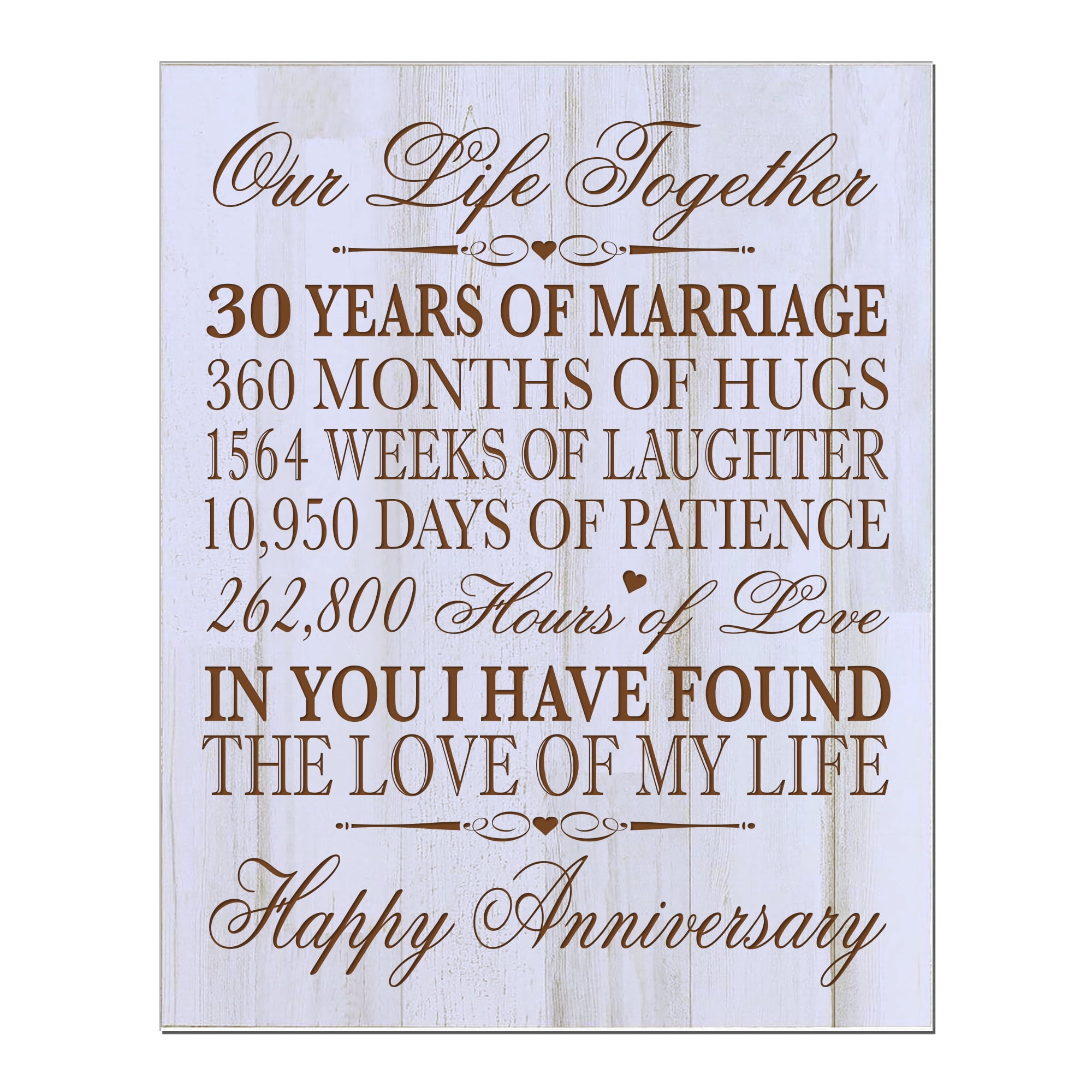 30th Wedding Anniversary Wall Plaque - Our Life Together - 12x15 ...