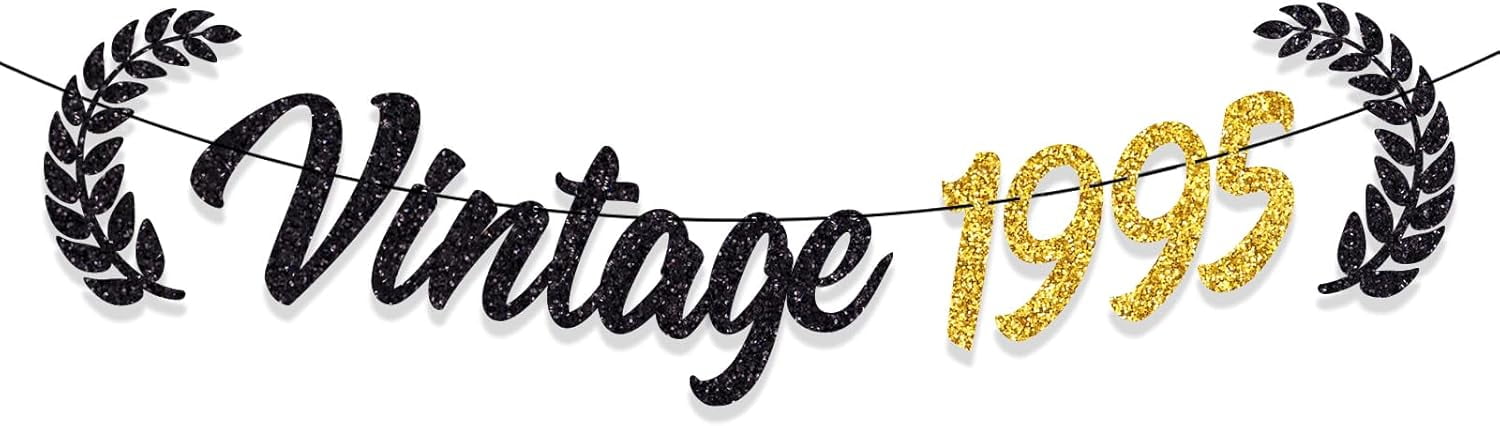 30th birthday decorations - Vintage 1995 banner for 30th birthday decor ...