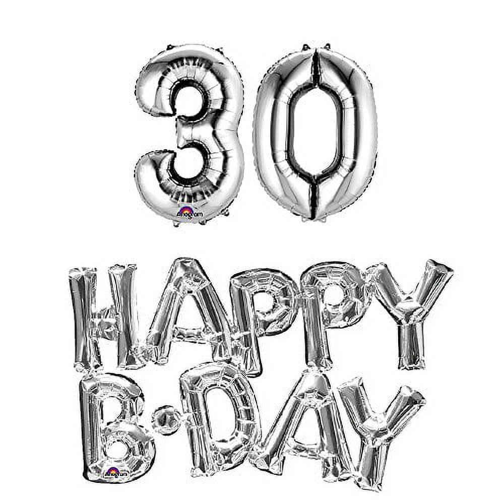 30th birthday party balloons supplies and decorations in silver ...