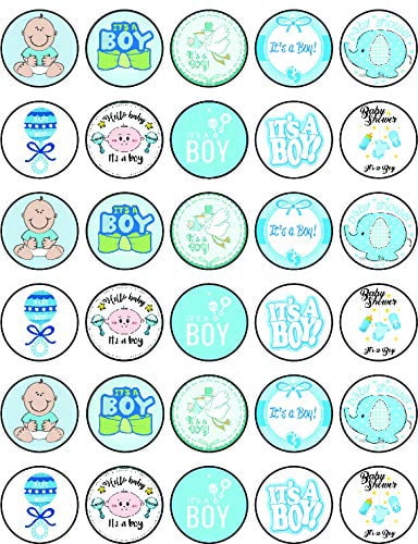 30x Baby Shower Boy Cupcake Toppers – Edible Happy Birthday Décor ...