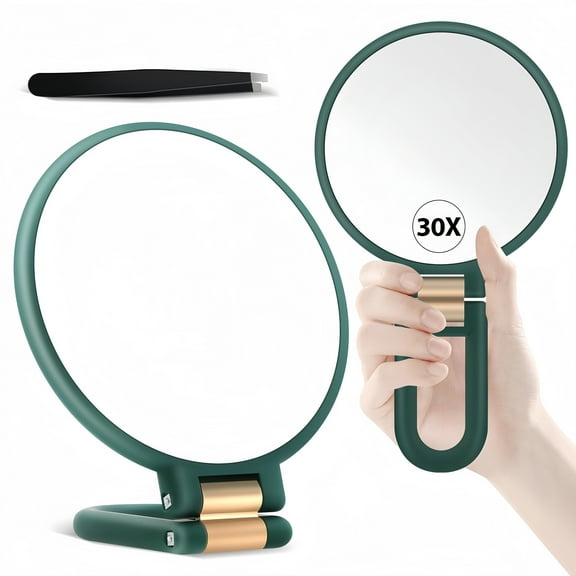 30x Magnifying Mirror, Travel Hand Mirrors with Handle - Double Side ...