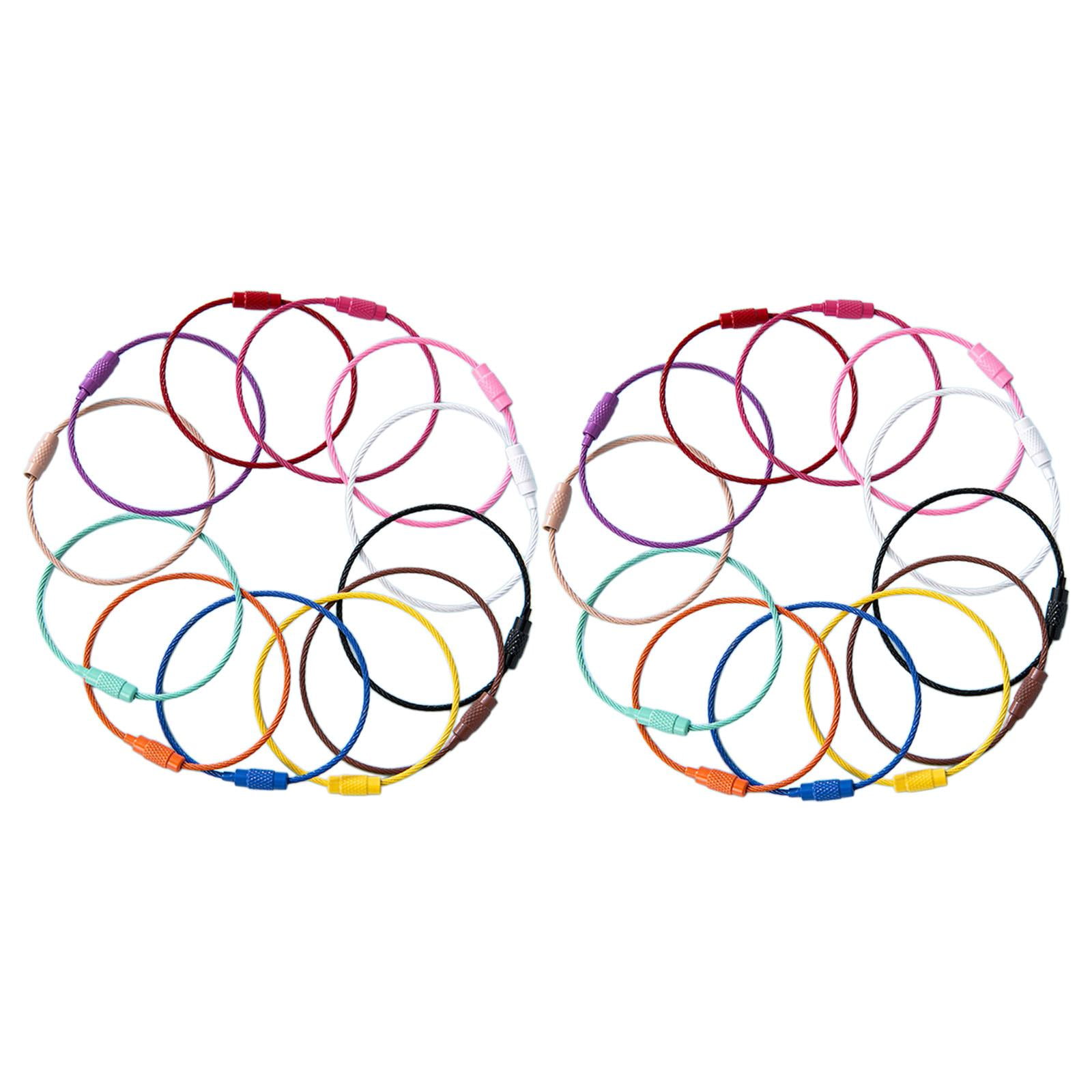 30x Multicolor Wire Keychain Cable 6" 15mm Stainless Steel for Hanging ...