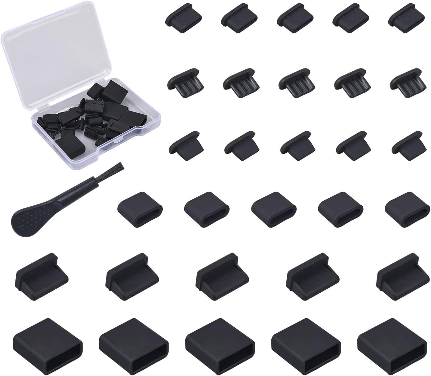 30x USB Dust Cover Port Plugs, 6 Types Silicone USB Cap Port Stopper ...