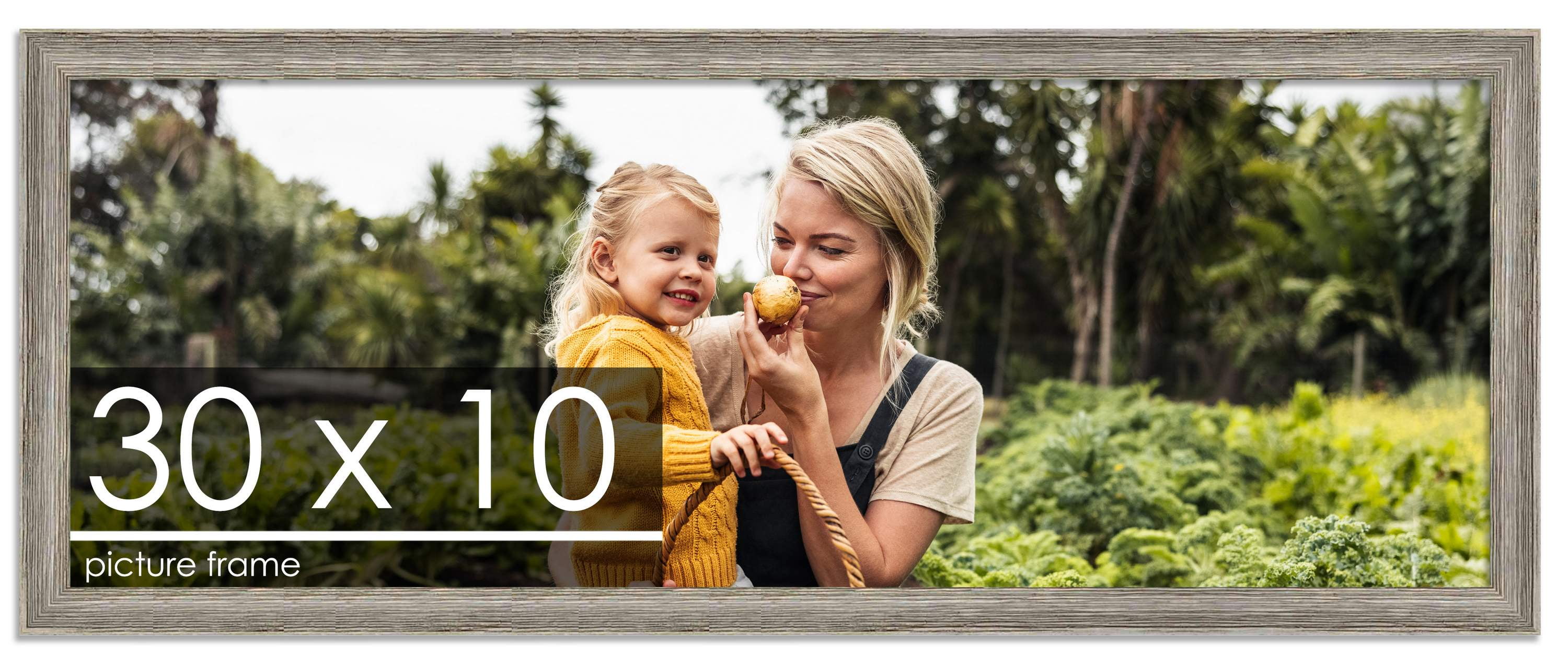 30x10 Distressed Grey Wood Picture Panoramic Frame - Includes UV ...