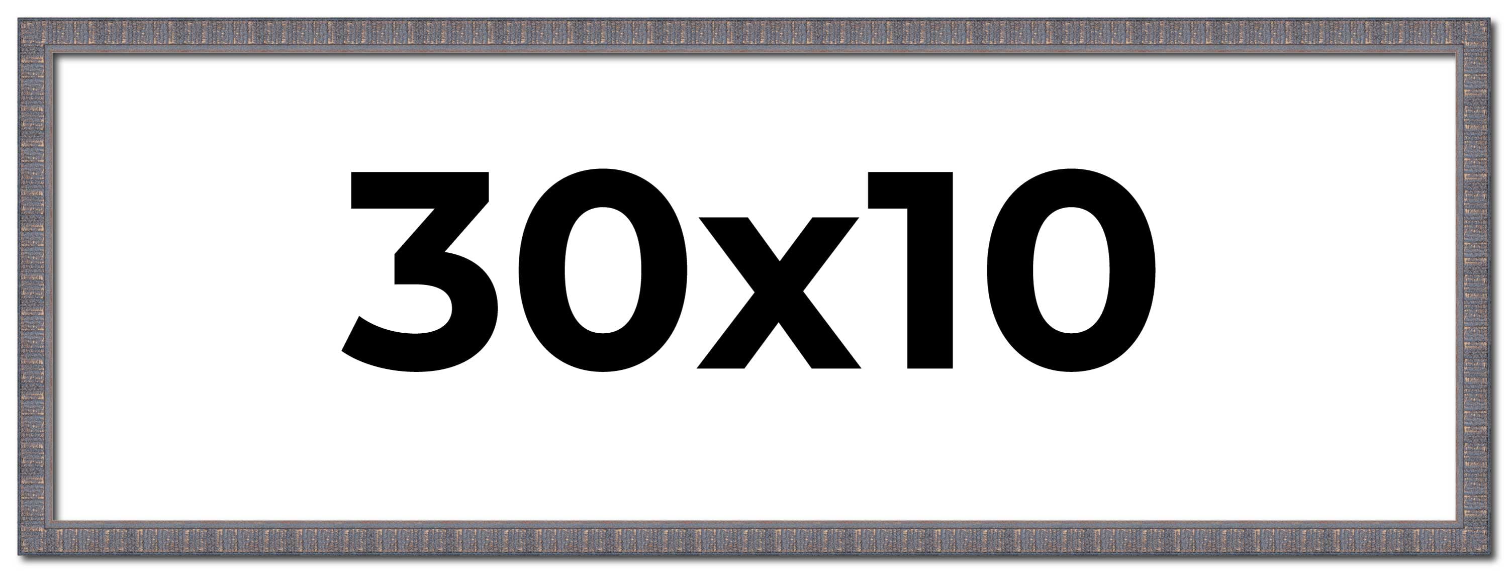 30x10 Frame Blue Kingsley Pewter Solid Wood Picture Frame Width 0.75 ...