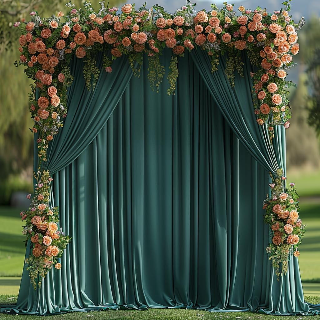 30x10ft Wrinkle Free Hunter Green Backdrop Curtain for Parties Soft ...