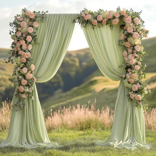 30x10ft Wrinkle Free Sage Green Backdrop Curtain for Parties Soft ...