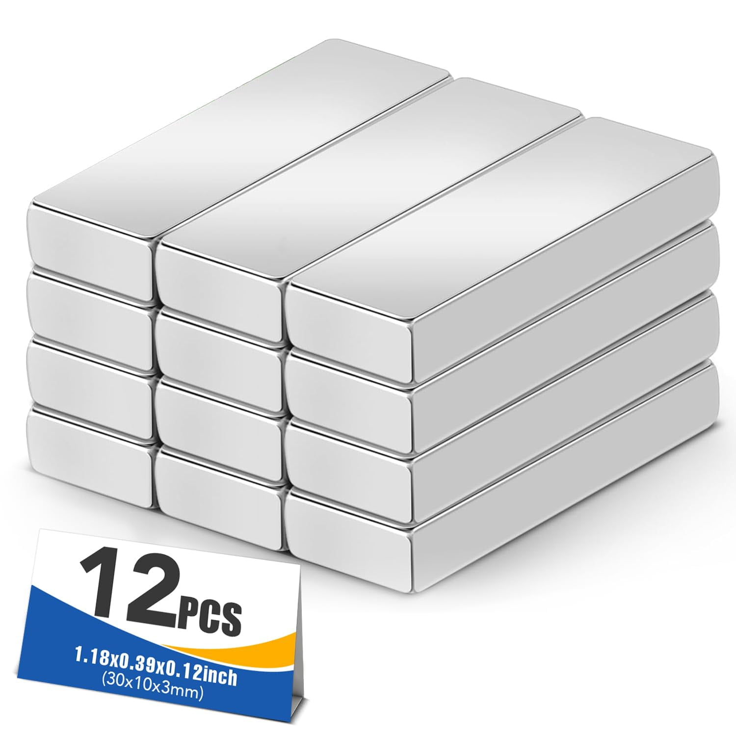 30x10x3 mm Small Bar Neodymium Magnets,12 Pcs Rectangular Rare Earth ...
