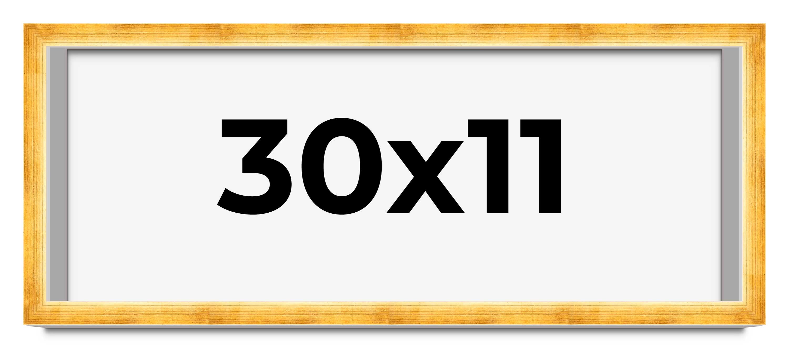 30x11 Shadow Box Frame Gold | 1.625 Inches Deep Real Wood Traditional ...