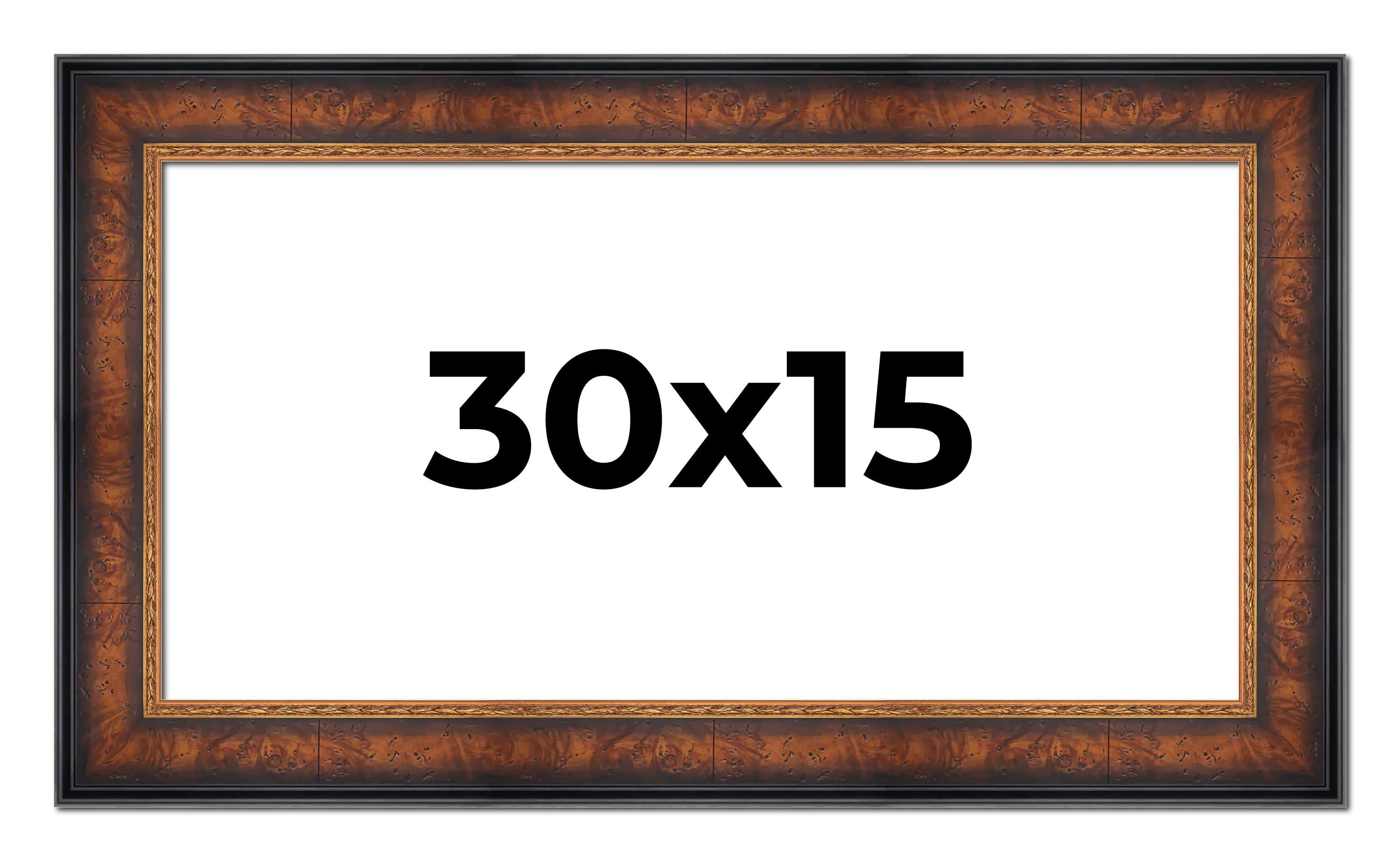 30x15 Frame Brown Walnut Gold Ornate Trim Solid Wood Plein Air Picture ...