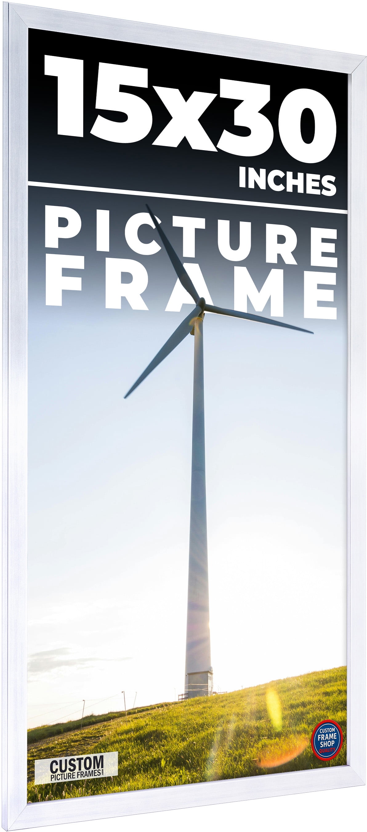 30x15 Silver Wood Picture Frame - UV Acrylic, Foam Board Backing ...
