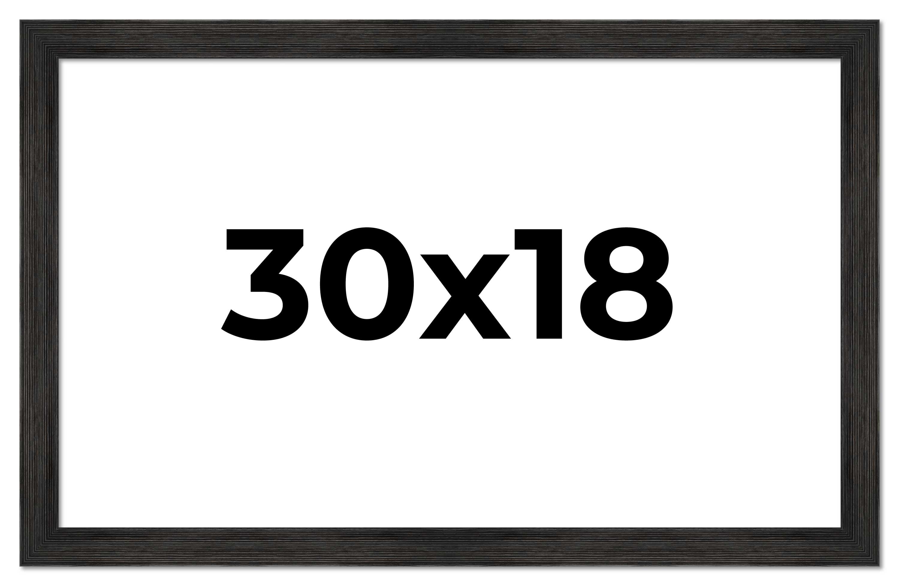 30x18 Black Rustic Wide Barnwood Picture Frame - UV Acrylic, Foam Board ...