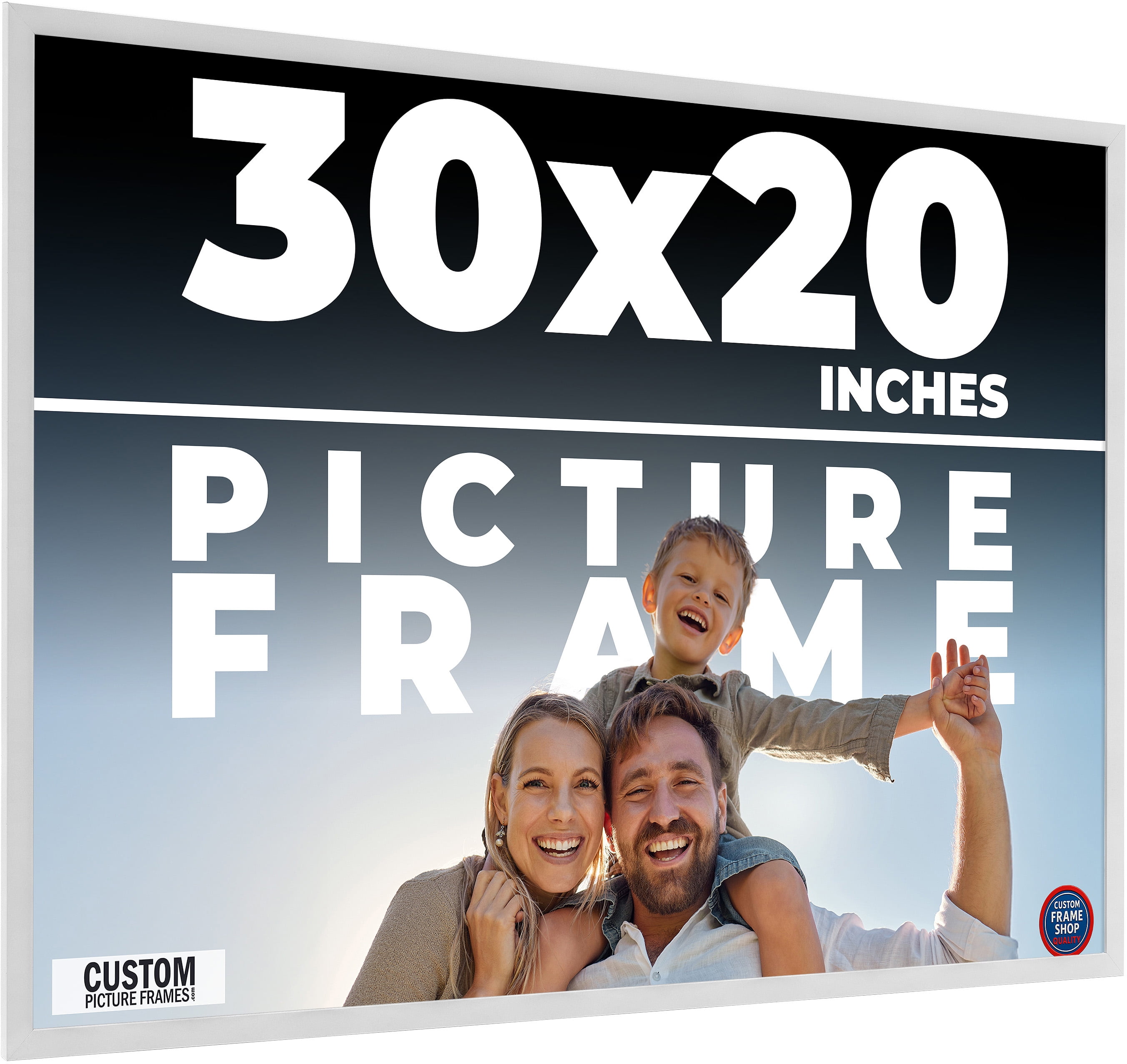 30x20 Frame White Solid Wood Picture Frame Includes UV Acrylic Shatter ...