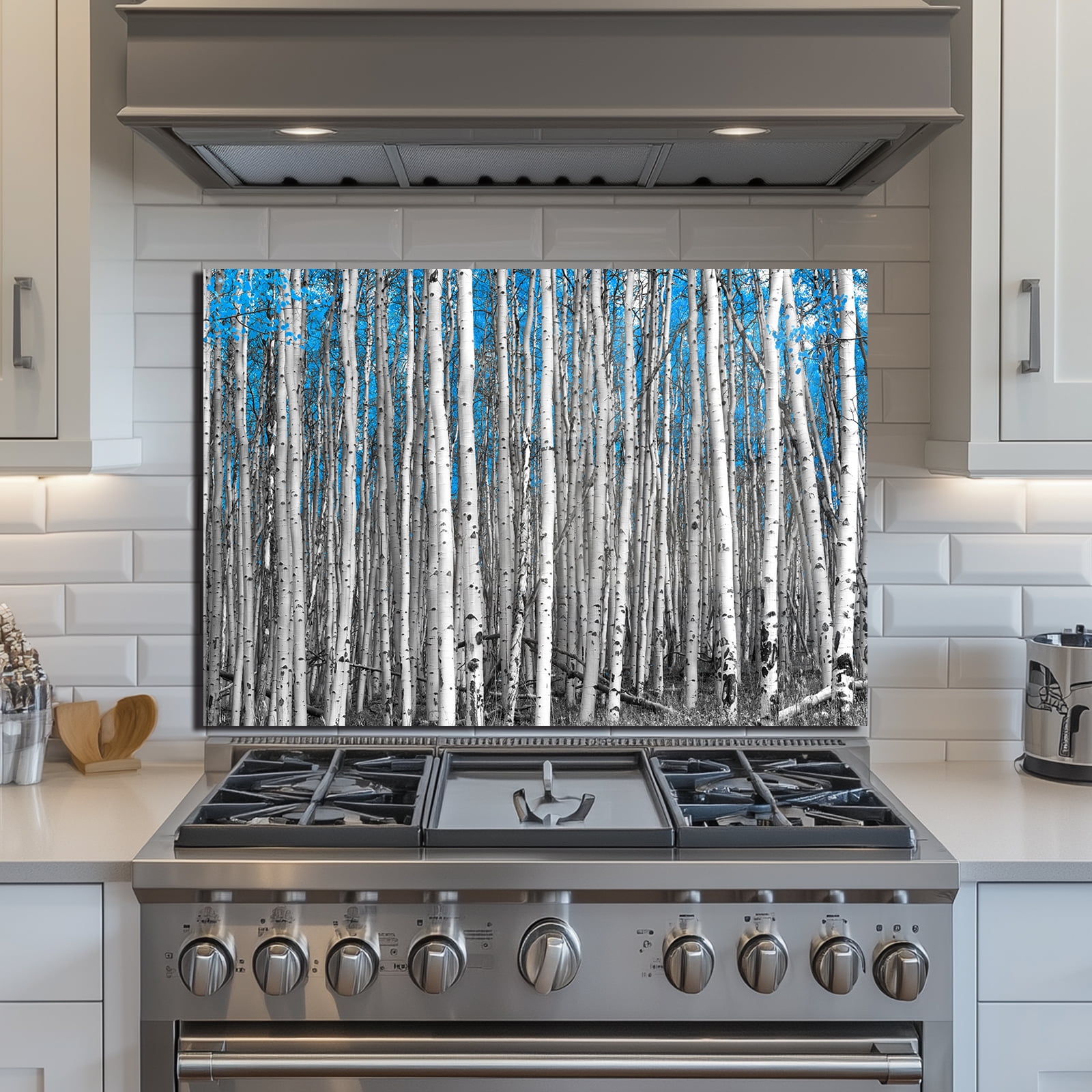 30x20 Inch Large Tree Tempered Glass Splash Guard - Waterproof Kitchen ...