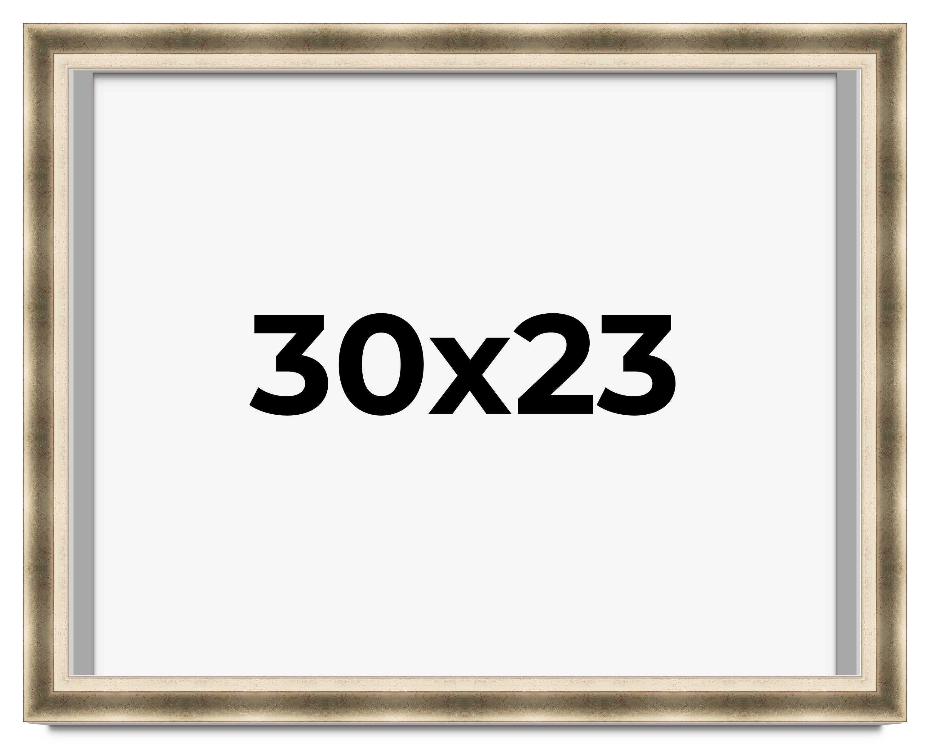 30x23 Shadow Box Frame Silver | 1.75 inches Deep Real Wood Traditional Shadowbox Display Frame ...