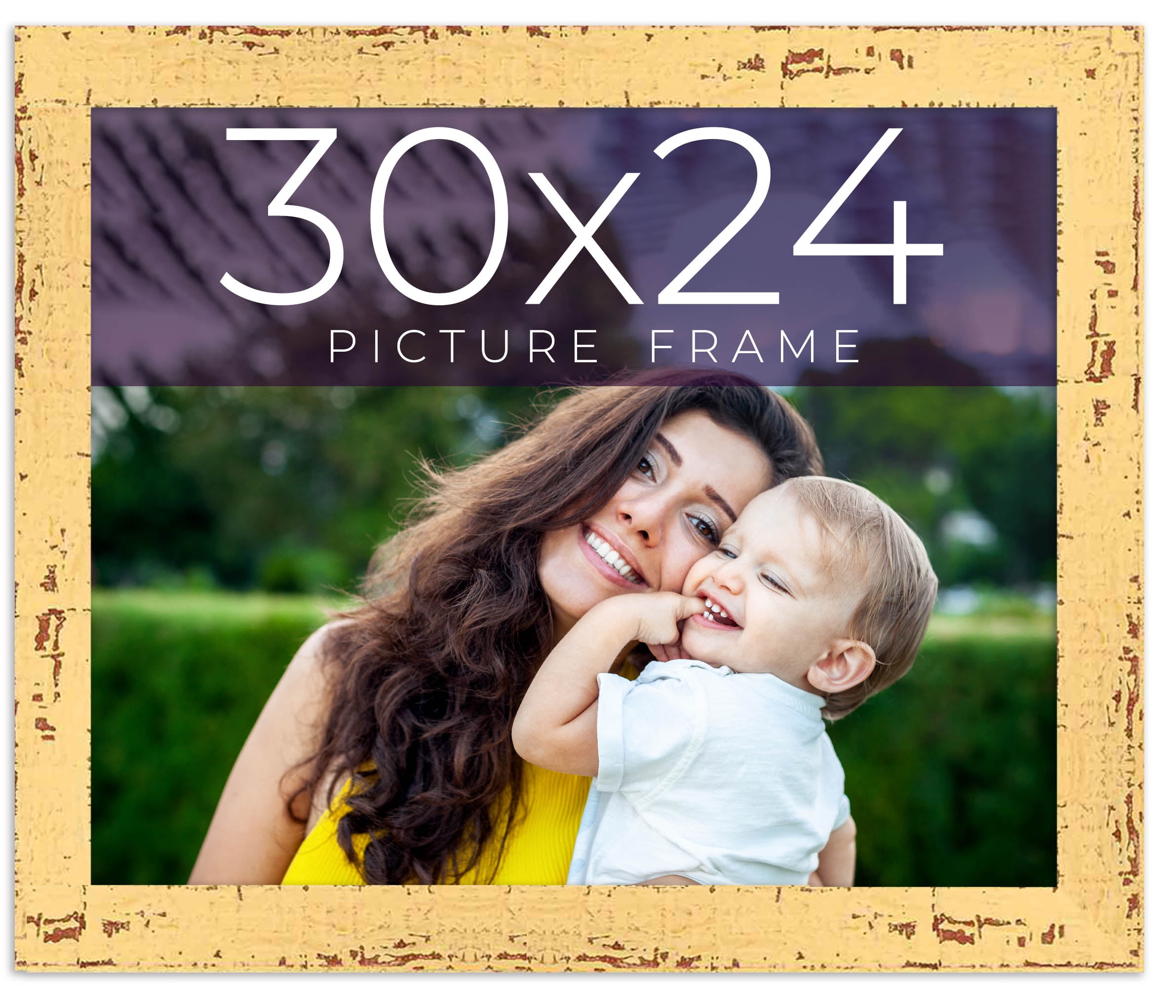30x24 Frame Yellow Real Wood Picture Frame Width 1.25 inches | Interior ...