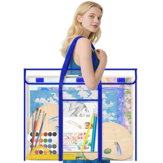 30x24 Inch Art Portfolio Case with Handle, Waterproof PVC Storage Bag ...