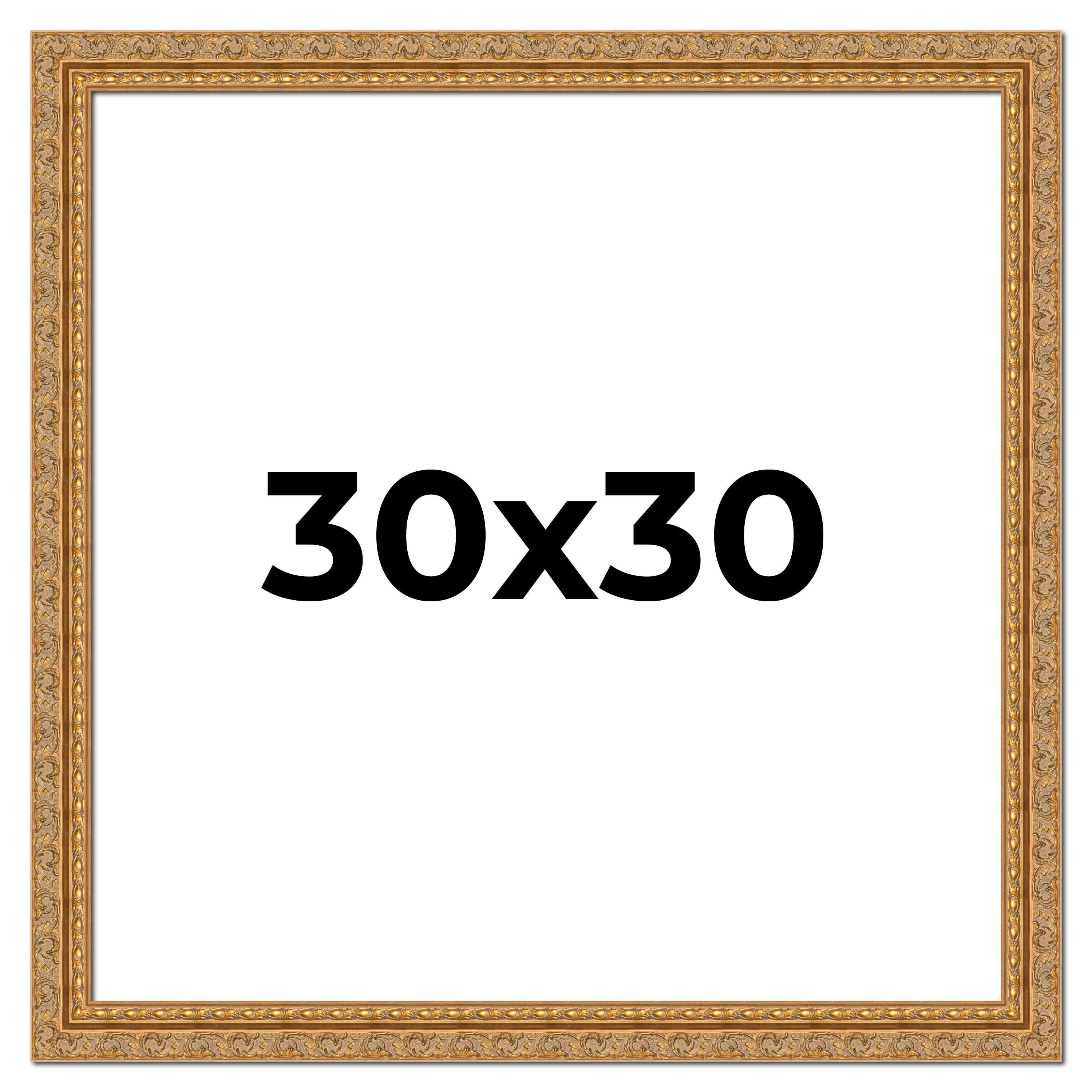 30x30 Frame Gold Ornate Solid Wood Picture Frame | 2 Inch Moulding ...