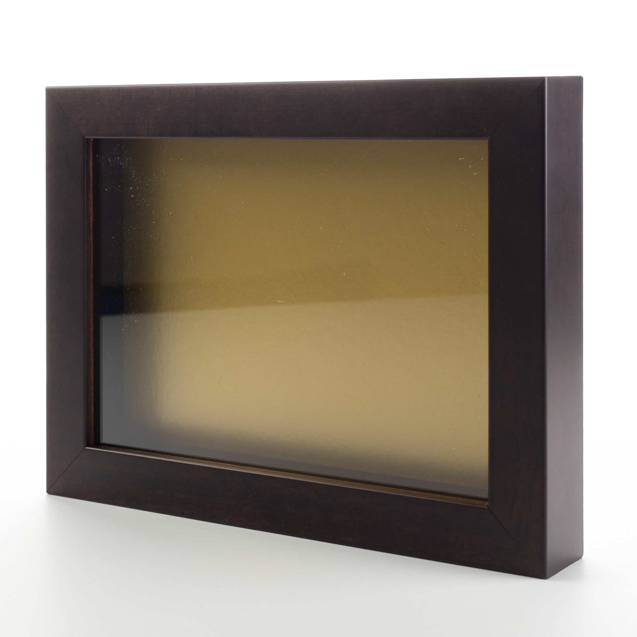30x30 Shadow Box Frame Dark Brown Real Wood with a Gold Acid-Free ...