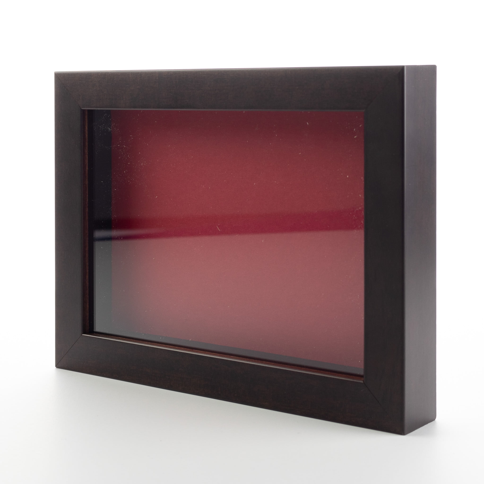 30x30 Shadow Box Frame Dark Brown Real Wood with a Red Acid-Free ...