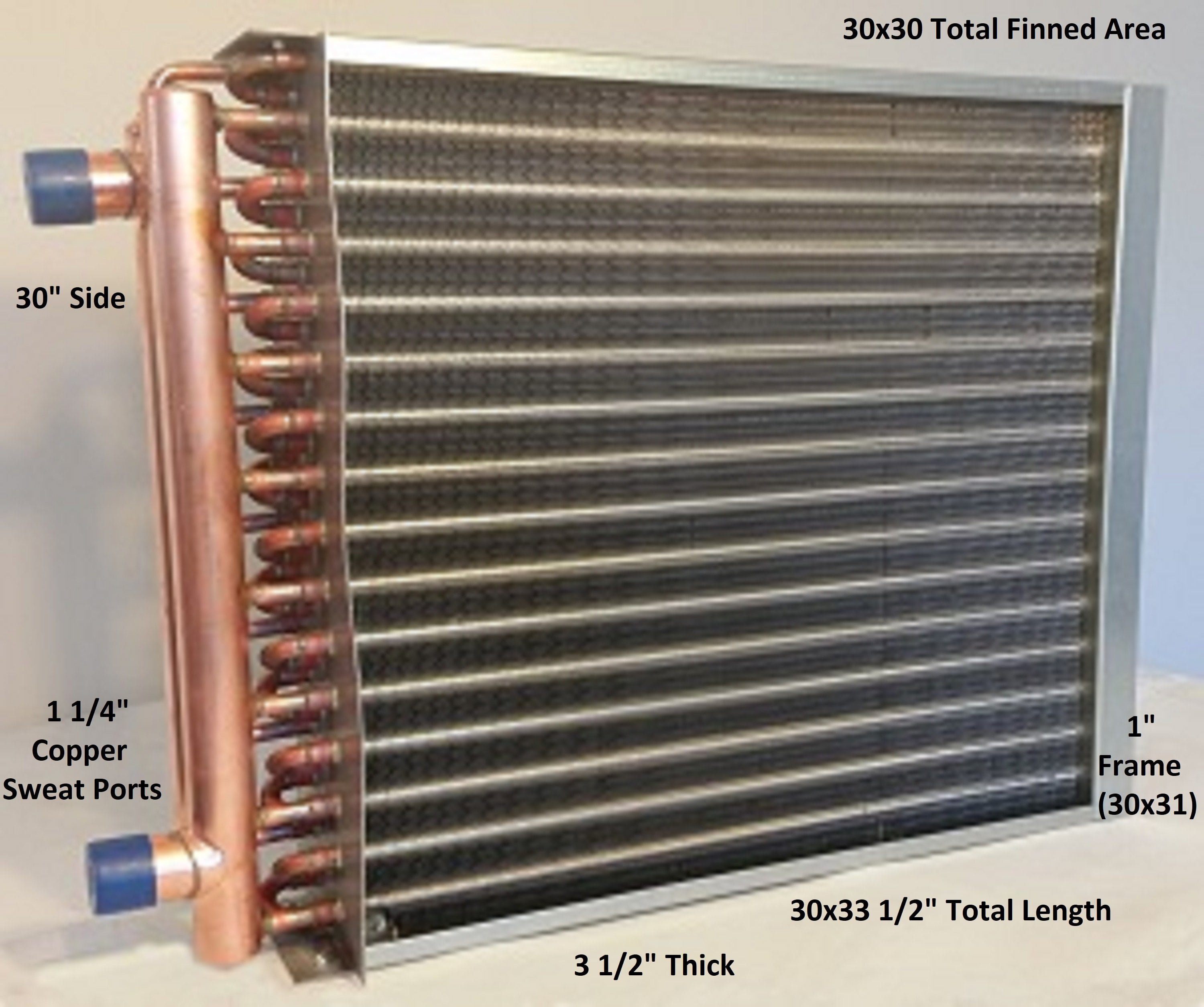 30x30 Water to Air Heat Exchanger~~w/1-1/4"Copper ports w/ EZ Install ...