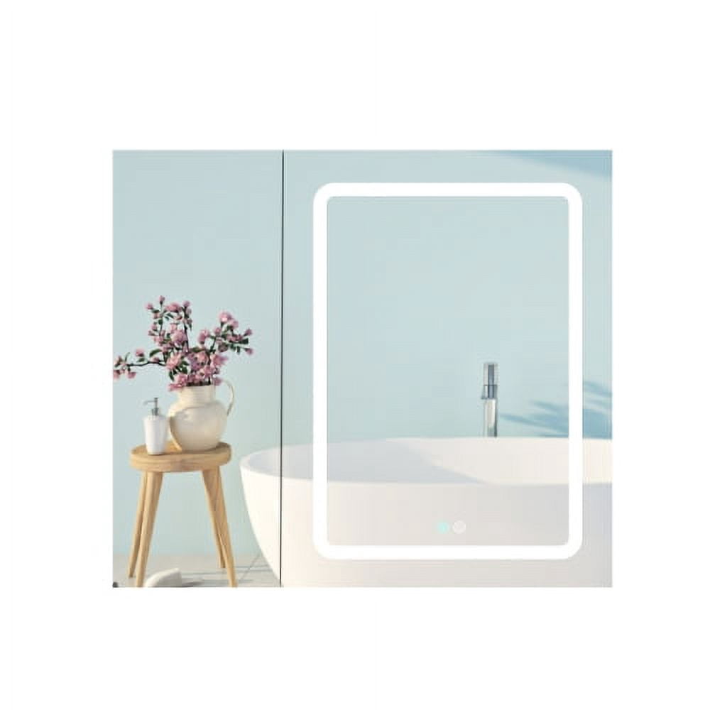 30x30 inch LED Bathroom Medicine Cabinet Surface Mount Double Door ...