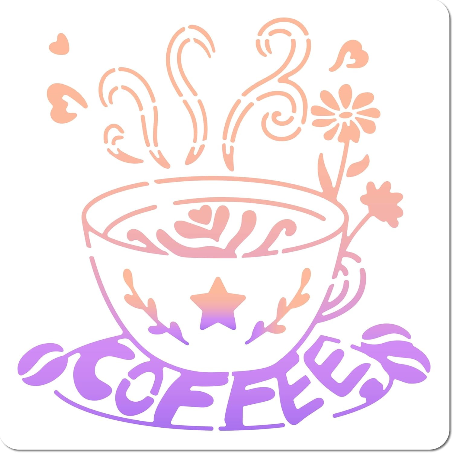 30x30cm Coffee Cup Stencil Hot Drinks Template Coffee Cup with Steam ...