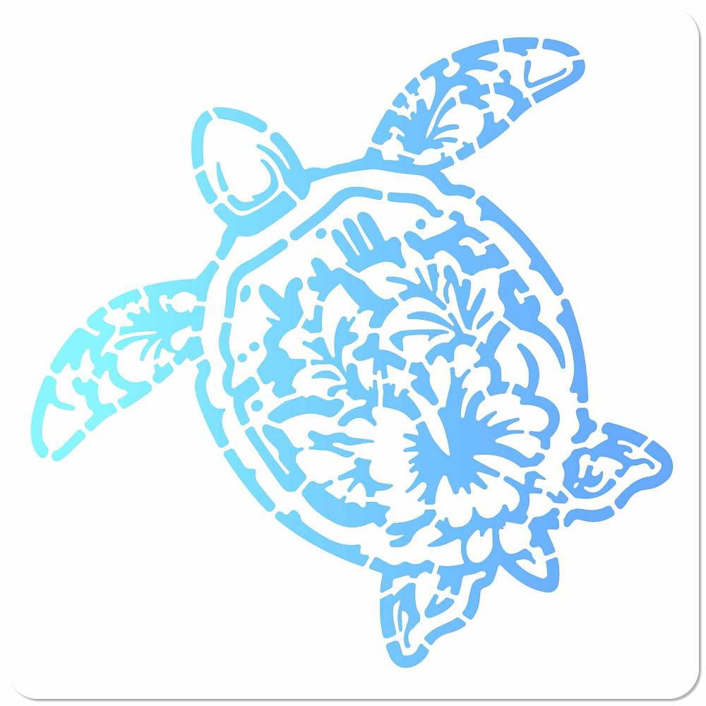 30x30cm Large Sea Turtles Stencil Hibiscus Flower Templates Turtles ...