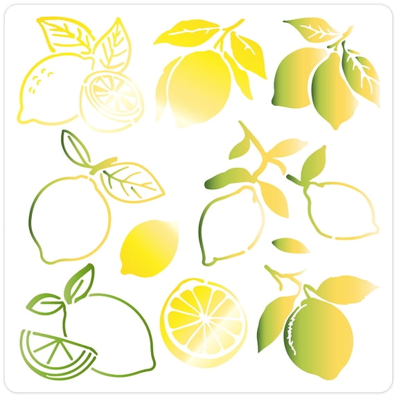 30x30cm Lemon Stencil Lemon with Leaves Drawing Templates Fruit Pattern ...