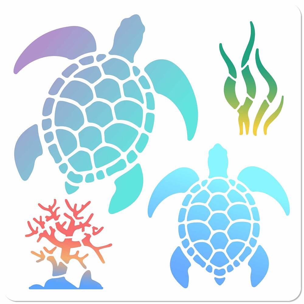30x30cm Sea Turtles Stencil Coral Seaweed Templates Marine Themed ...