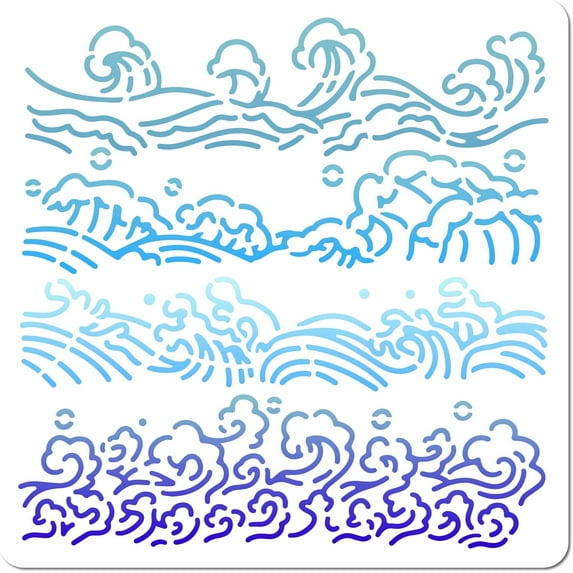 30x30cm Sea Waves Stencil Ocean Wave Template 4 Styles Nautical Wave ...