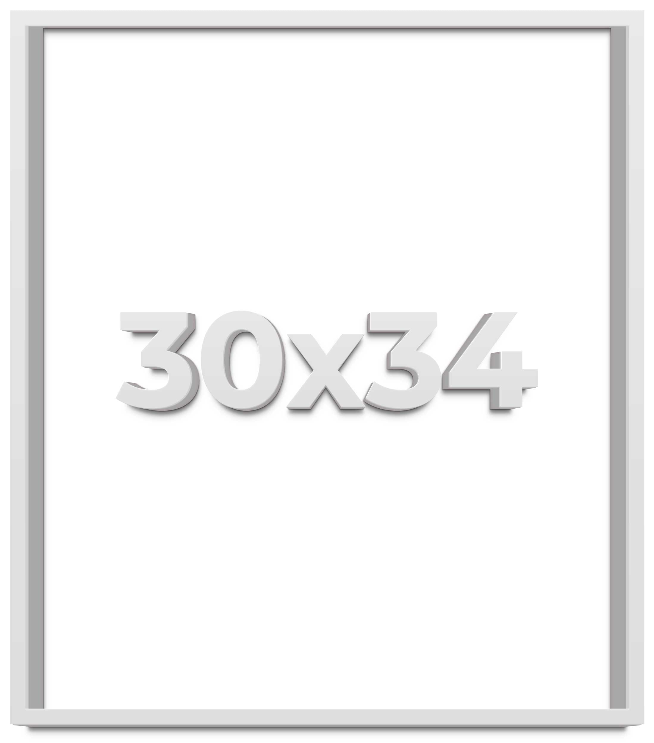 30x34 Shadow Box Frame White | 2 Inches Deep Real Wood Contemporary ...