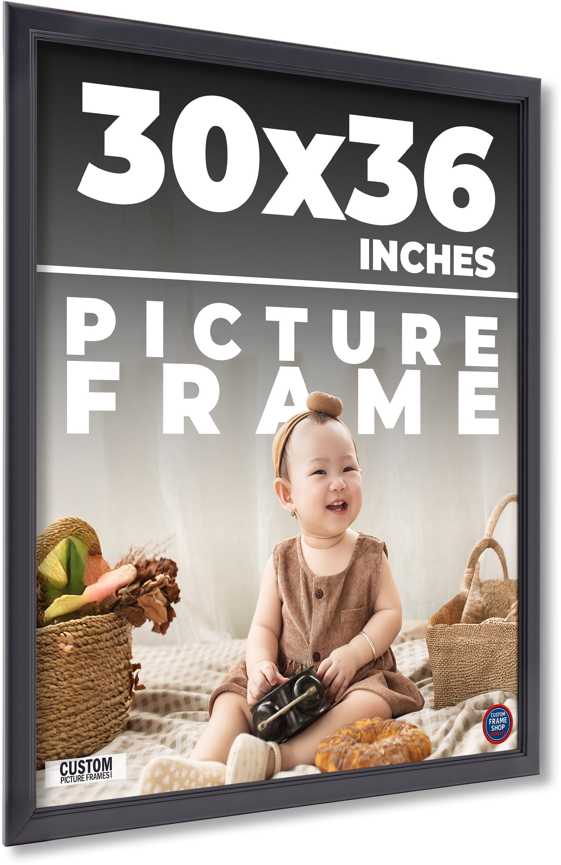 30x36 Frame Black Solid Wood Picture Frame - Complete Modern Photo ...