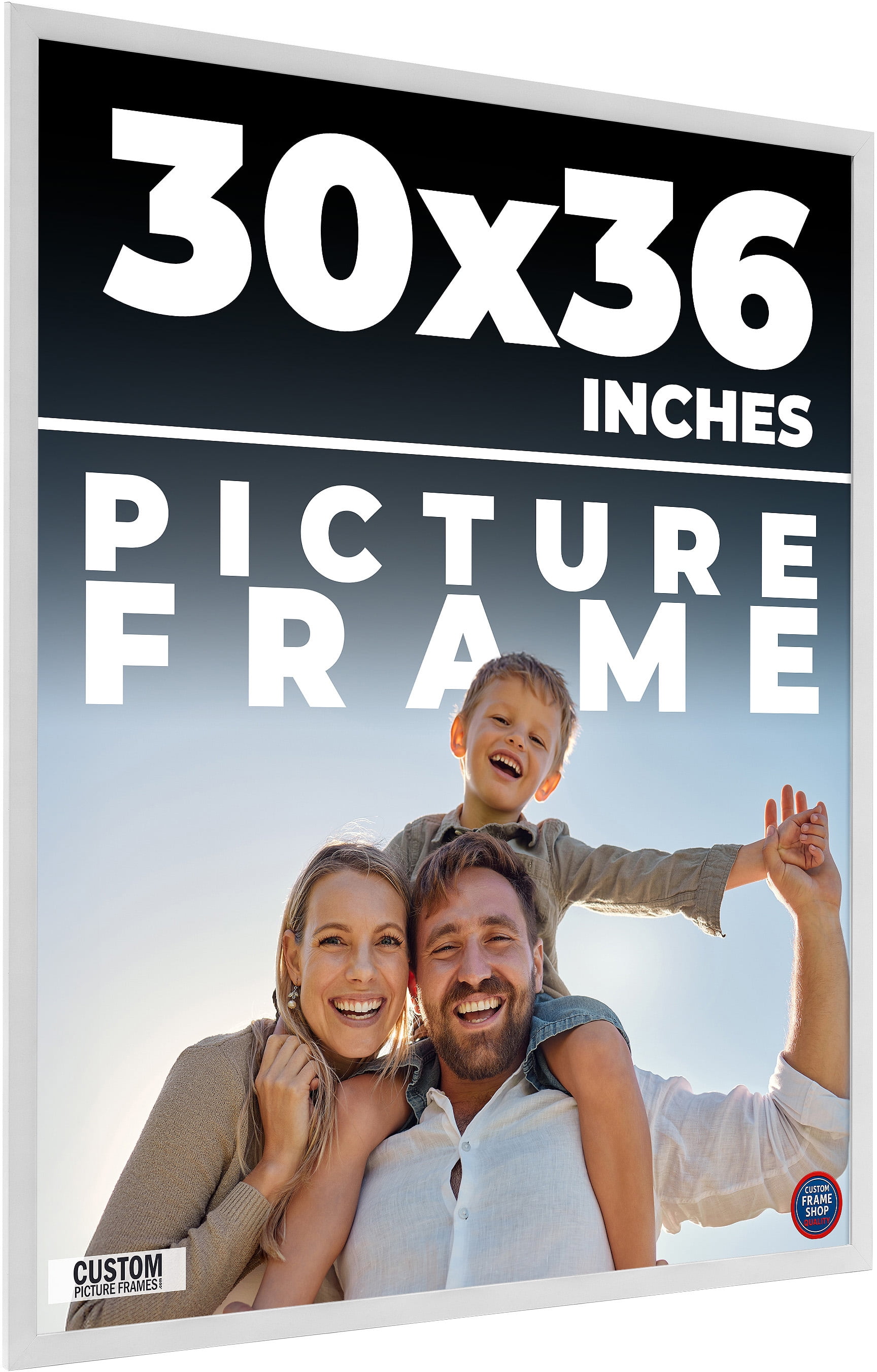 30x36 Frame White Solid Wood Picture Frame Includes UV Acrylic Shatter ...